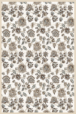 Ivory Vines Leaves Petals Traditional-Persien/Oriental Area Rug Floral ...