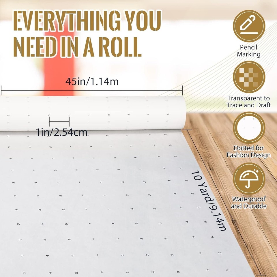 Dotted Pattern Paper for Sewing, 45 Inch X 10 Yards Tracing Paper for ...