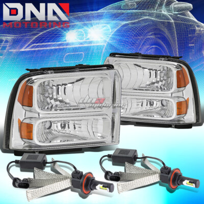 CLEAR LENS HEADLIGHT AMBER CORNER+6000K WHITE LED SYSTEM FIT 05-07 ...