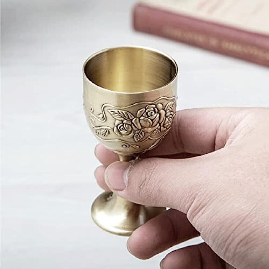 2 Pcs Chalice Altar Wine Cups Gold Goblet Rose Carving Church Cup Holy ...