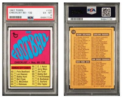 1967 Topps Checklist #132 #60 - 132 PSA 6 EX MT | eBay