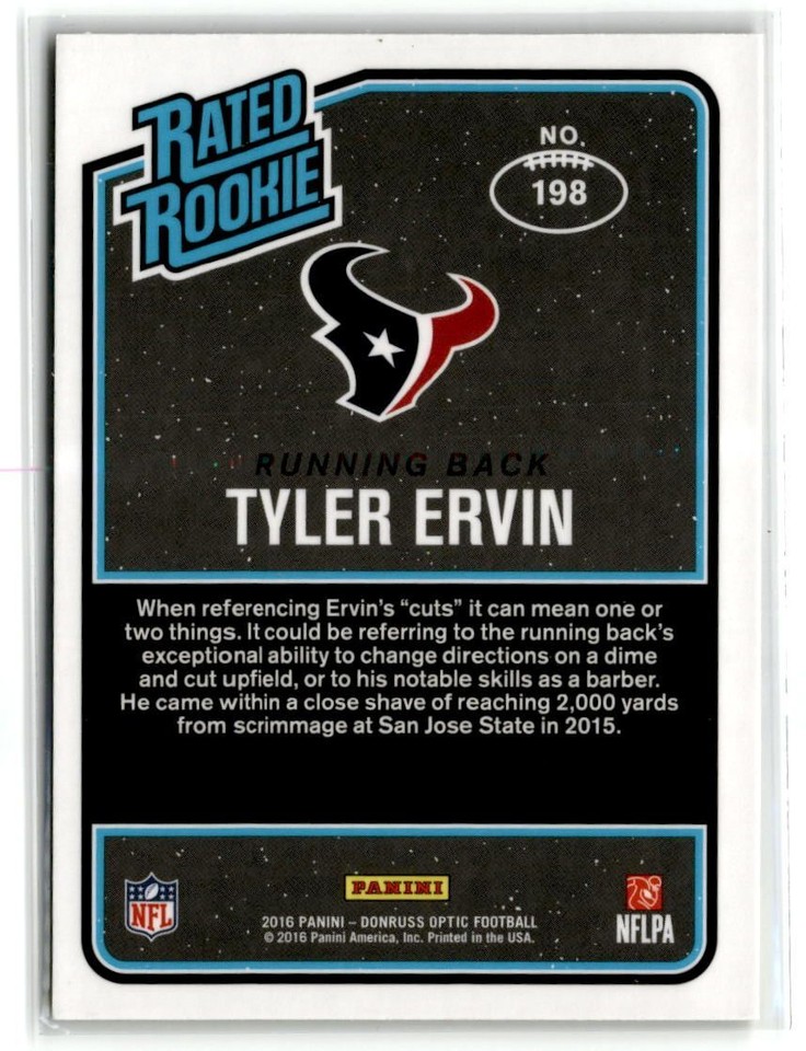 Tyler Ervin Houston Texans 2016 Donruss Optic Red and Yellow #198 | eBay