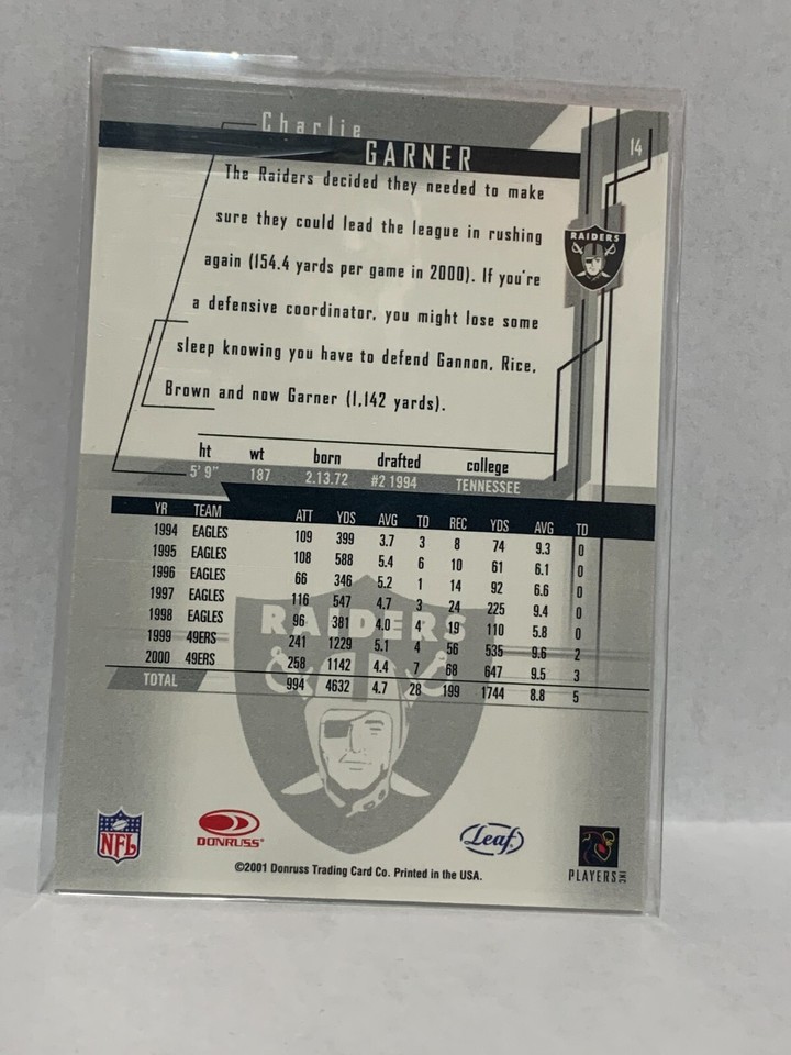 2001 Leaf Rookies Stars "Sun-Times Collection" stamped - CHARLIE GARNER ...