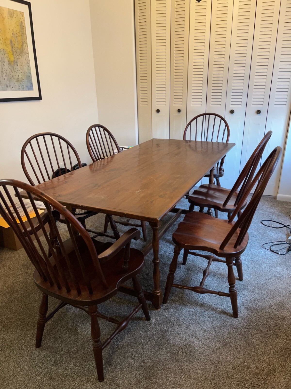 D.R. Dimes Cherry Dining Table and Seely Windsor Chair Dining Set ...