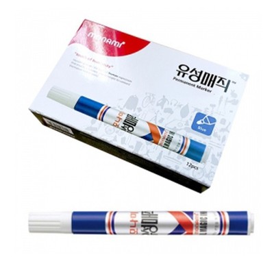 MONAMI Permanent Marker Name Tags Pen 2.0mm Round Nib Magic Ink Blue 12 ...