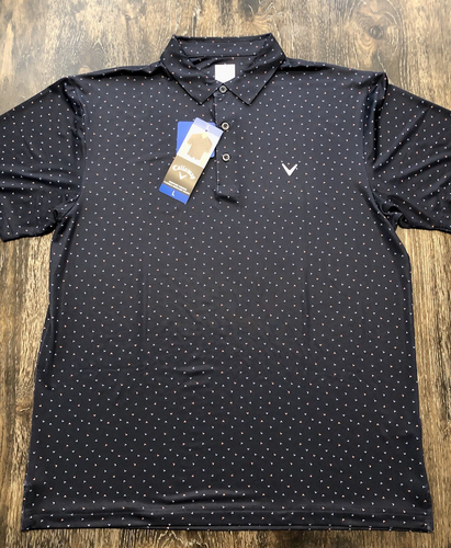 *NWT* L Callaway Golf OPTI-DRI Polo Navy Blue Chevron Mens | eBay