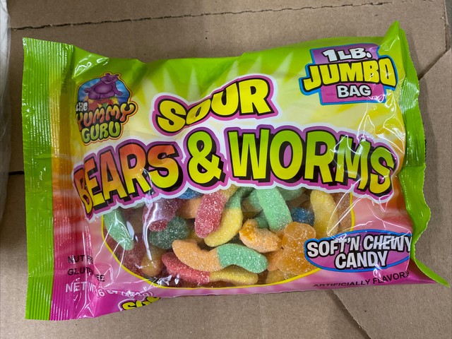 The Yummy Guru Sour Bears & Worms 1lb Jumbo Bag Net Wt. 16oz for sale ...