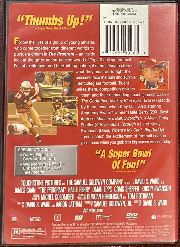 James Caan: The Program (DVD, 1993) 717951002839| eBay