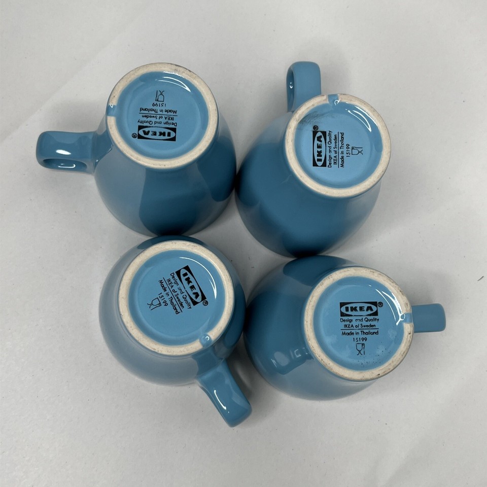 Ikea Fargrik Turquoise Blue Stackable Coffee Mug Tea Cup #15199 Set of ...