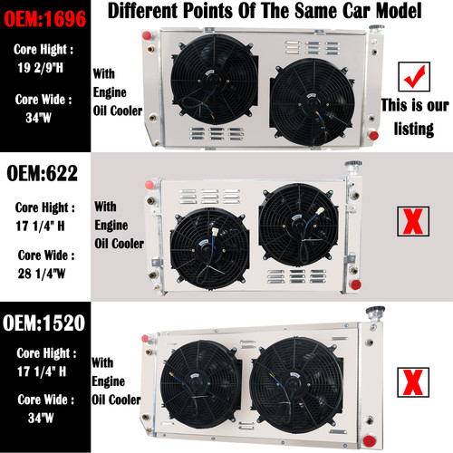 3 Rows Radiator Shroud Fan fit 1994-00,96 Chevy&GMC C/K 1500 2500 3500 ...