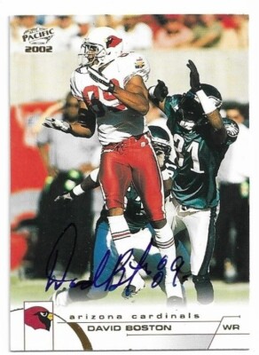 DAVID BOSTON 2002 Pacific Signed Autographed Football card #1 Arizona ...
