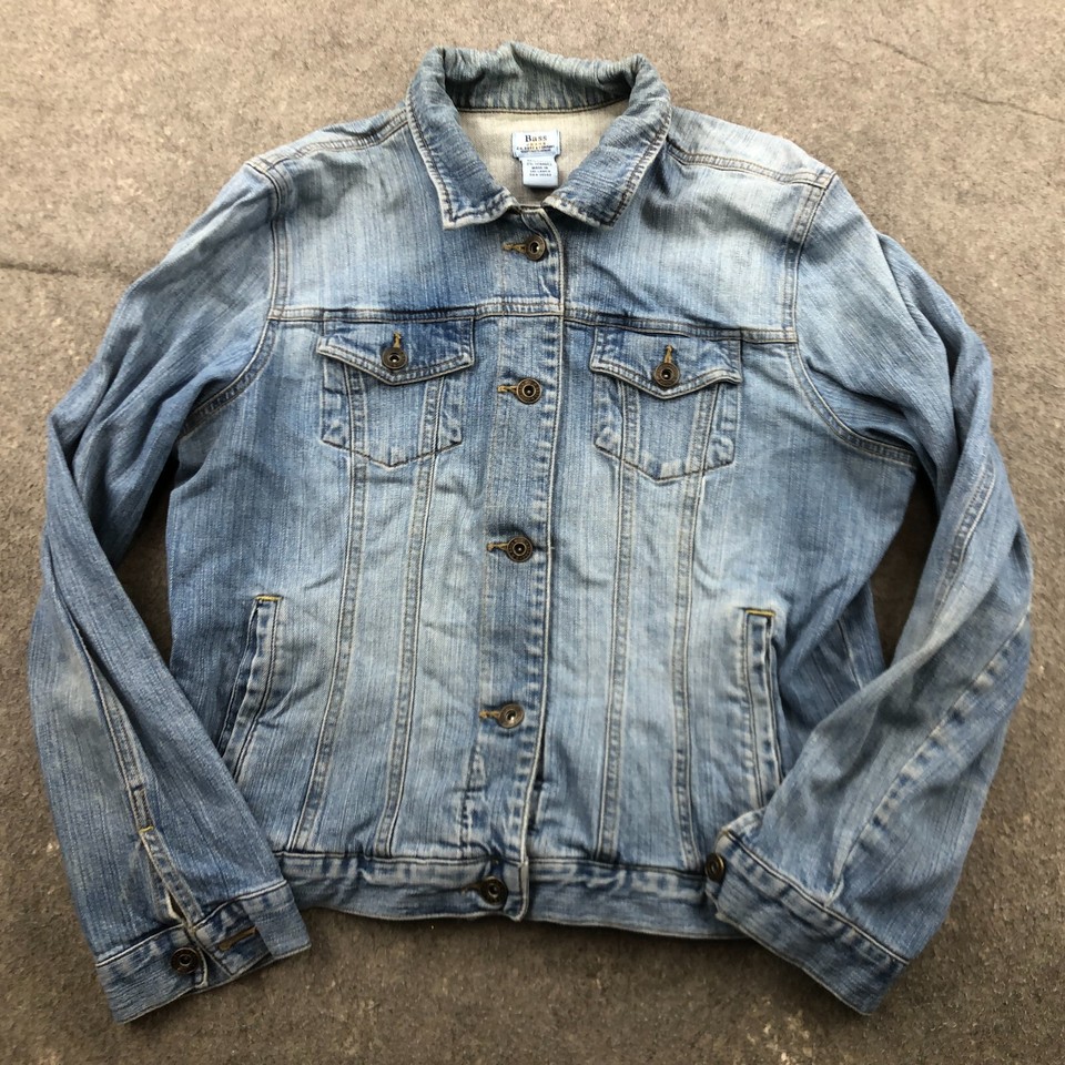 GH Bass Co Jacket Womens Large Denim Light Wash Pockets Jean Trucker | eBay