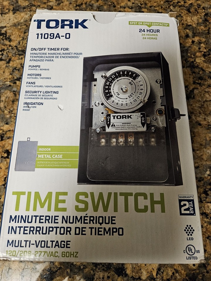 TORK 1109A-O 120-277V 40A Multi-Volt Mechanical Lighting Switch Timer ...