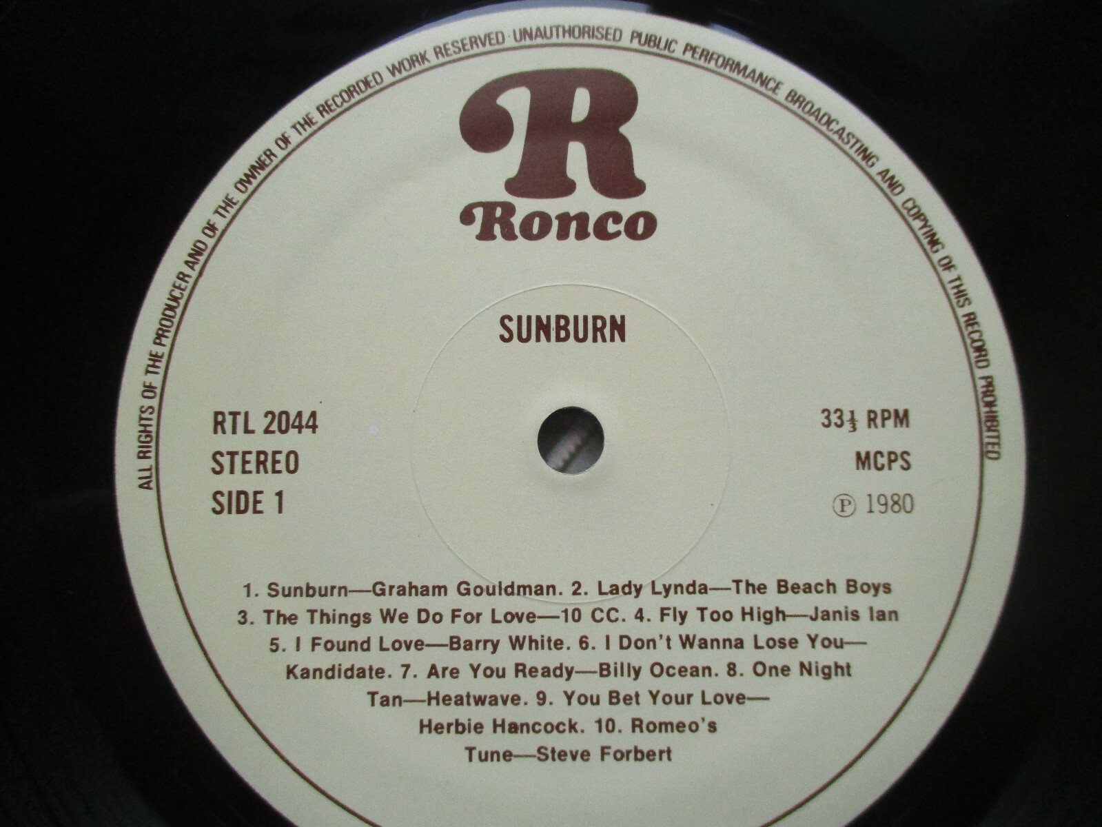 SUNBURN ORIGINAL SOUNDTRACK RECORDING 1980 RONCO RECORDS VINLY ALBUM LP ...