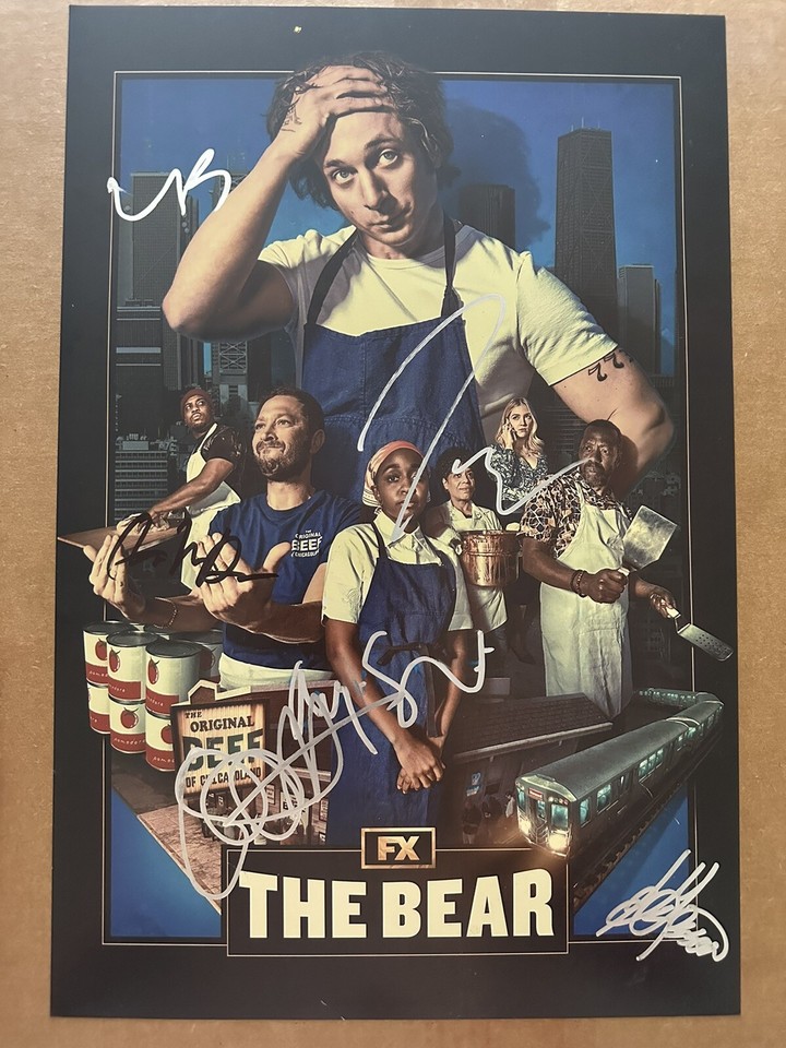 6 Signed The Bear Jeremy Allen White Ayo Edebiri Ebon Moss-Bachrach ...