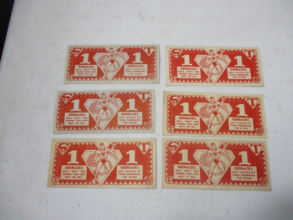 Superman Redbacks Lot Of 6 Tim's Store Currency Redbacks 1945 Vintage ...