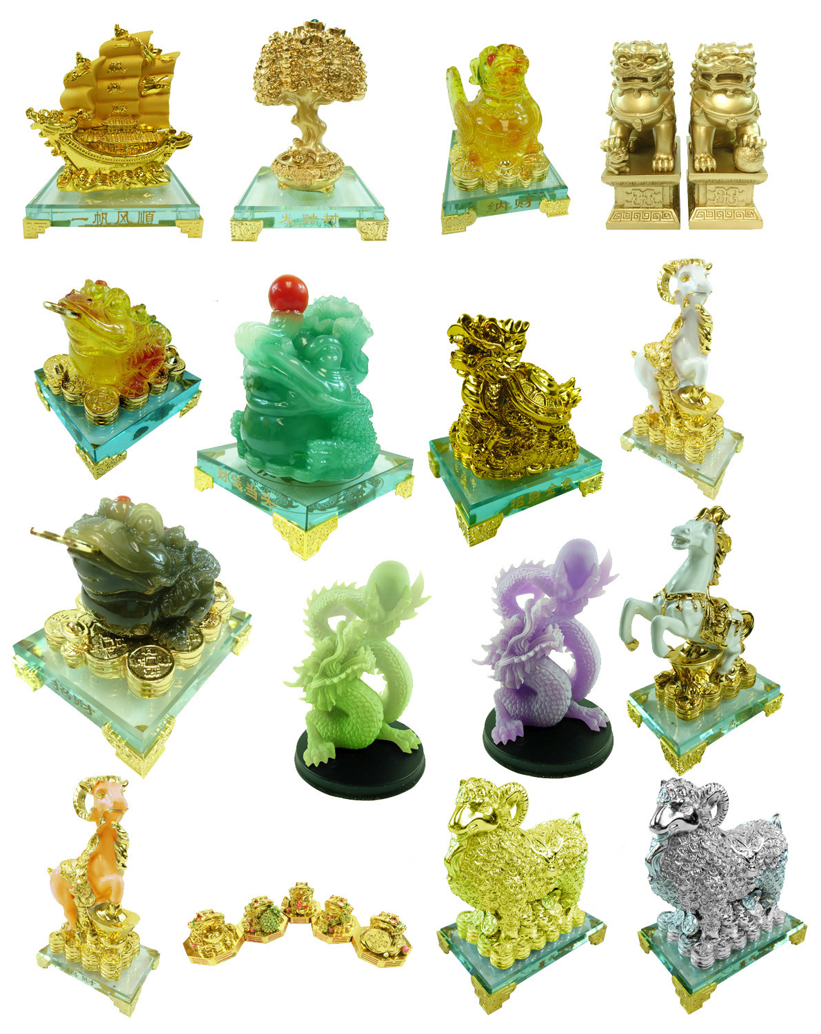 Traditional Feng Shui Decor Fortune Prosperity Gold Wealth Sailing Ship ...