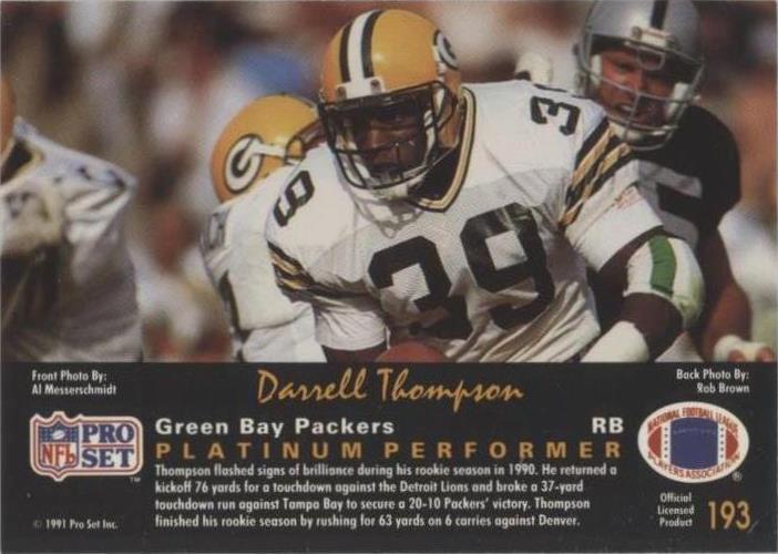Las mejores ofertas en 1991 Pro Set Platinum Darrell Thompson #193 | eBay