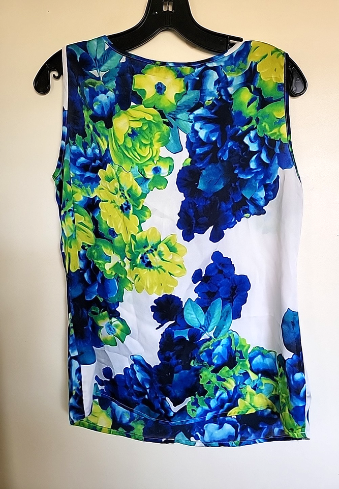 Notations Medium Tank Top White Multi Pleated Scoop Neck Cami | eBay