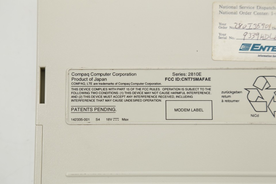 1992 Vintage COMPAQ LTE Lite 4/25C 2810E Notebook Laptop Product Of ...