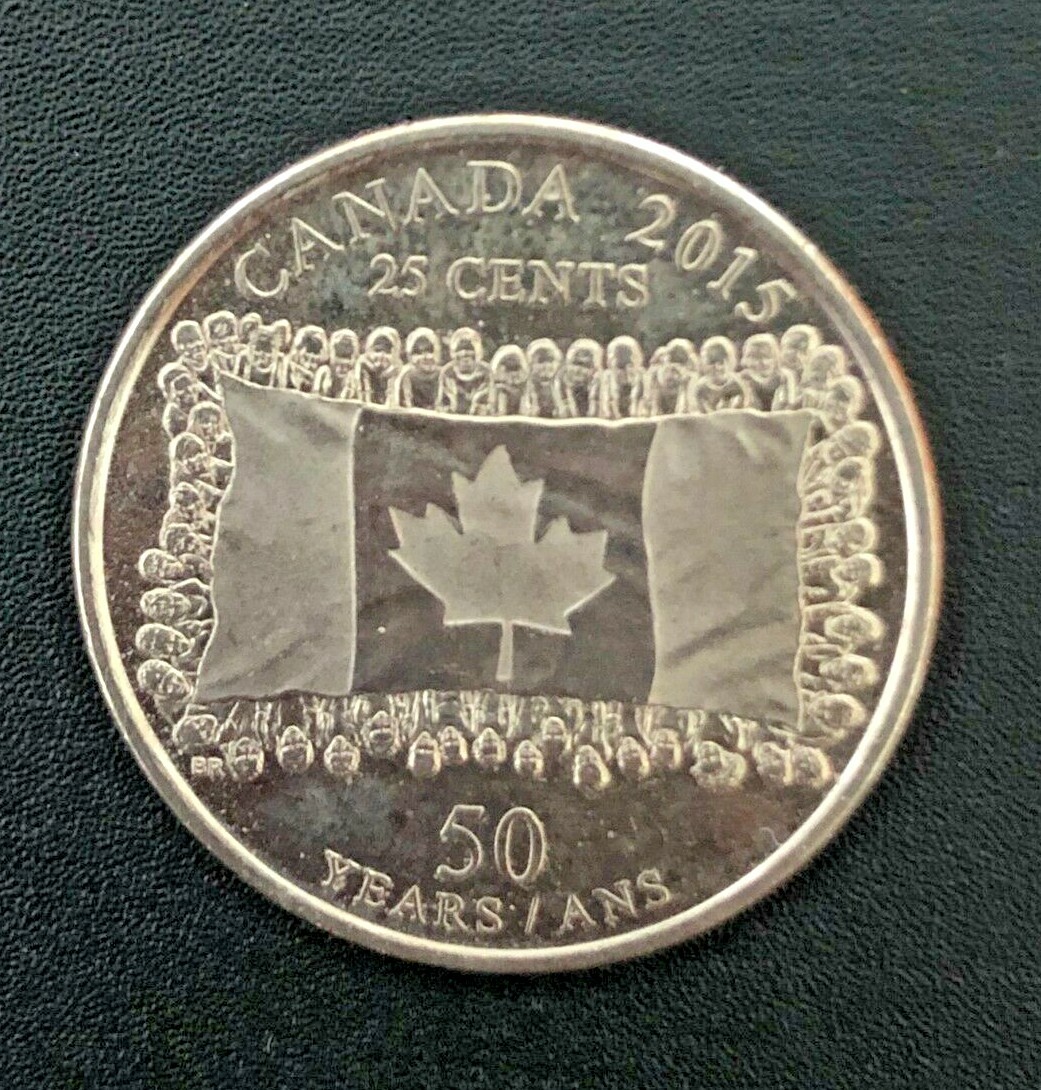 Canada 2015 50th Anniversary Canadian Flag 25 Cent Canadian Quarter ...
