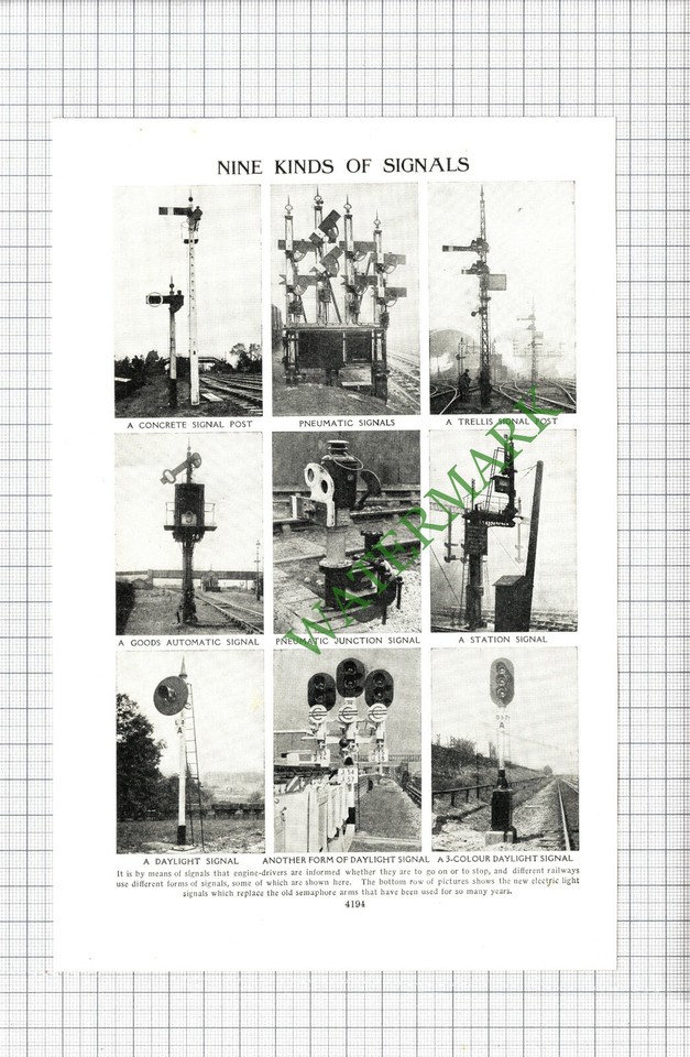 Train Railway Signals - c.1950s Double-Sided Book Print / Cutting | eBay