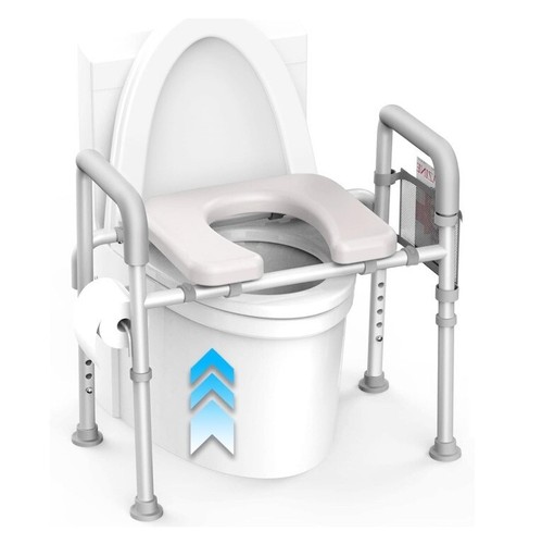 AGRISH Raised Toilet Seat with Handles Padded Elevated Medical Commode ...
