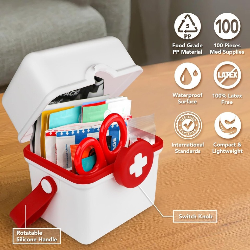 First Aid Kit - 100 Piece - Small First Aid Kit for Camping, Hiking ...