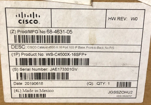 CISCO WS-C4500X-16SFP+ Cat 4500-X Series Switch / VO3 / NEW / TAMPER ...