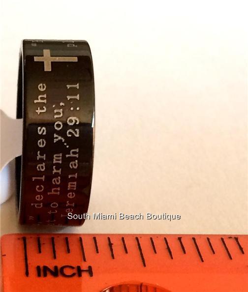 Jeremiah 29:11 Bible Verse Message Ring Black Stainless Steel Mens ...