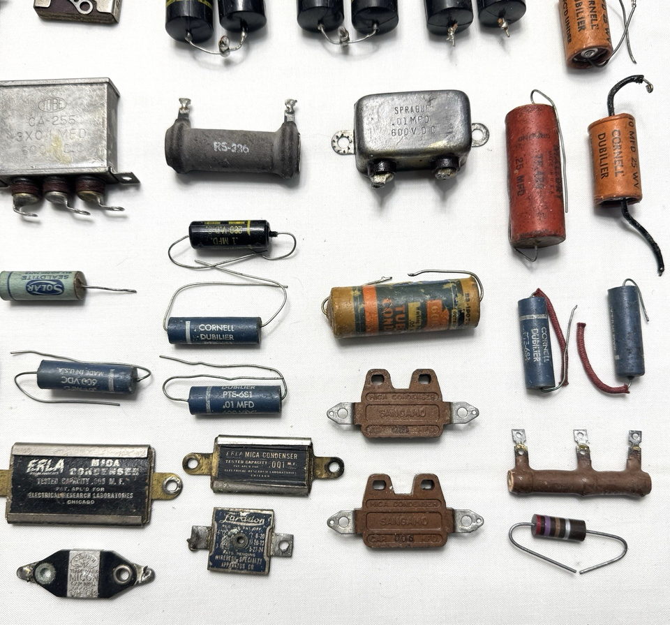 Vintage HAM & Tube Radio Part Lot Capacitors MICA Condensers Resistors ...