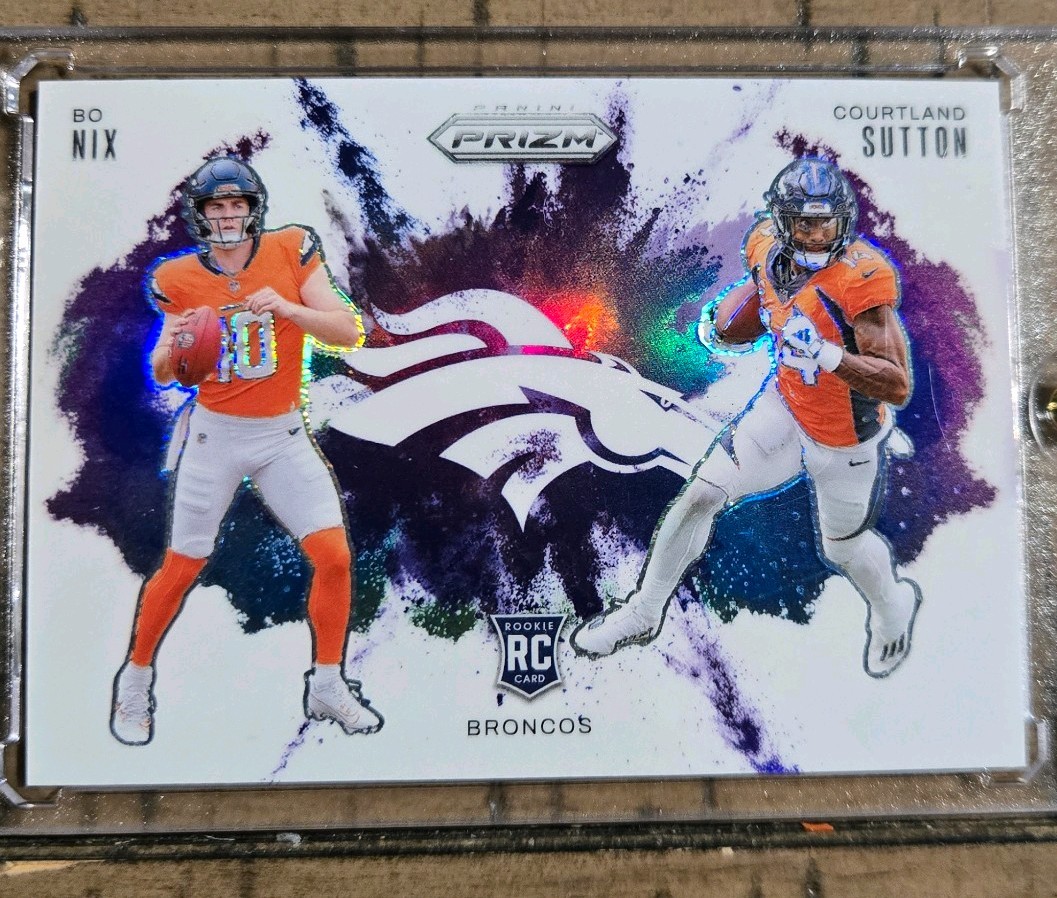 Bo Nix / Courtland Sutton 2024 Prizm #15 Color Blast Duals /(SSP) Price ...
