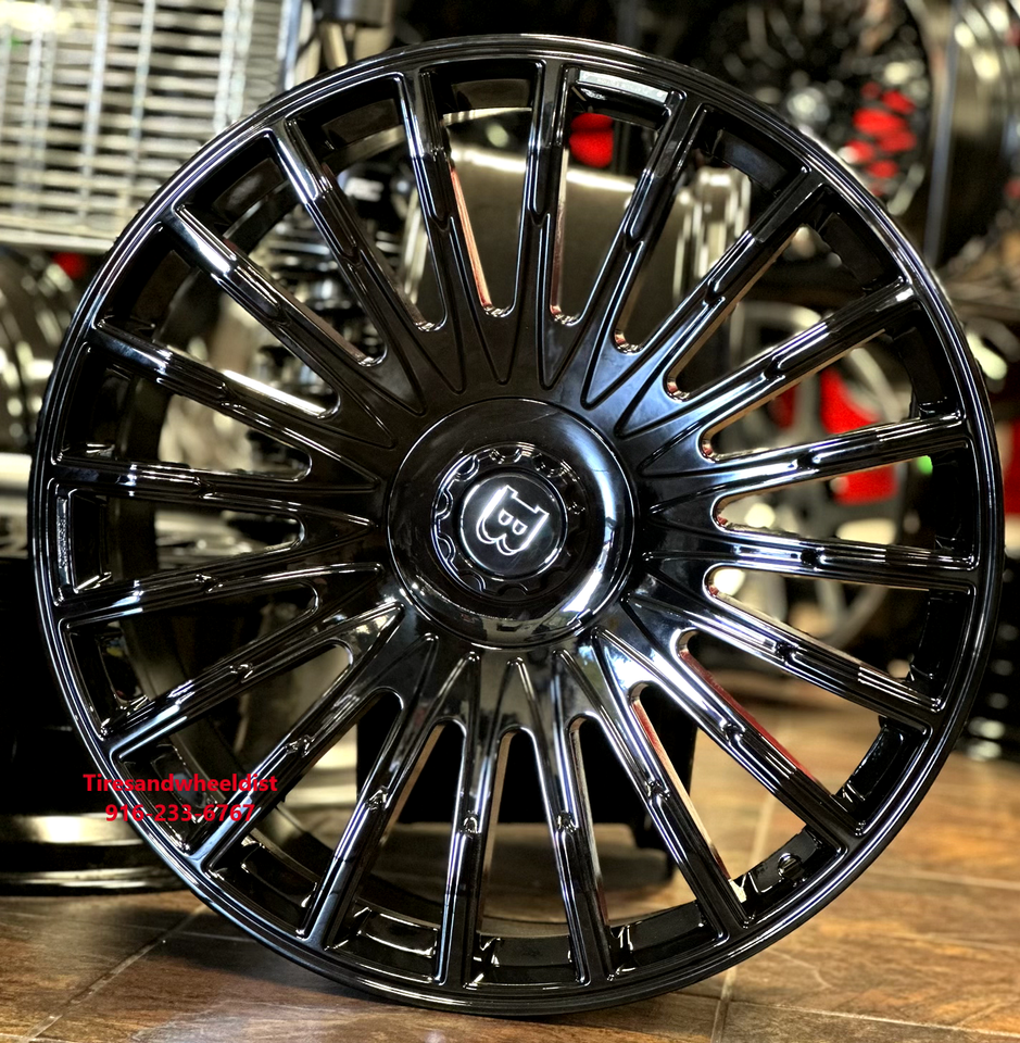 24" Gloss Black Brabus Style Wheels fit Mercedes G55 G Wagon Tires G550 ...