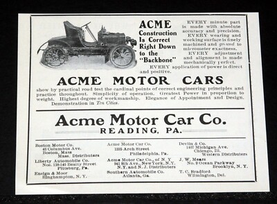 1905 OLD MAGAZINE PRINT AD, ACME RUNABOUT MOTOR CAR, CONSTRUCTION IS ...