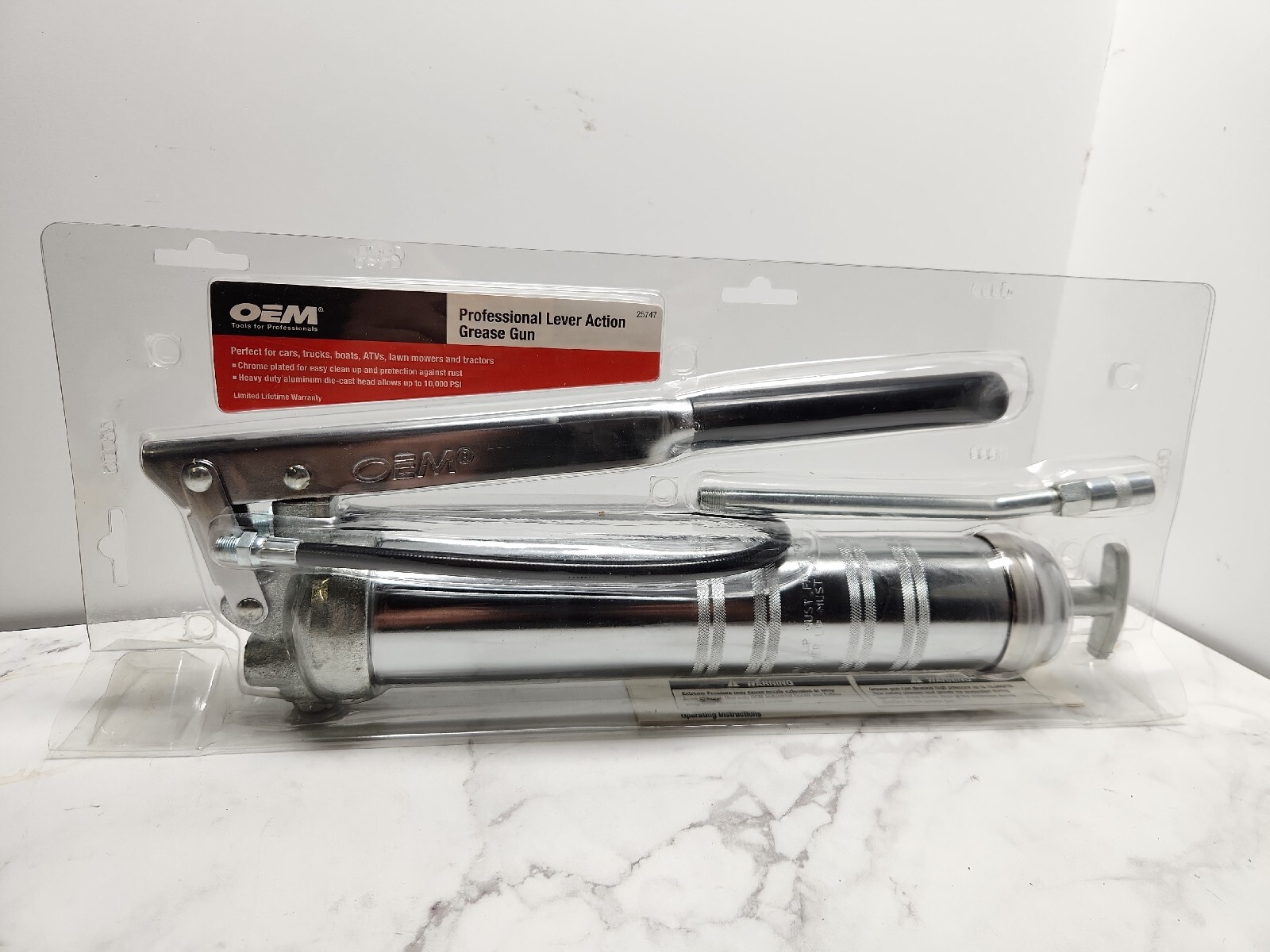 OEM 25747 Professional Lever Grease Gun ( Chrome plating ) Up To 10,000 ...