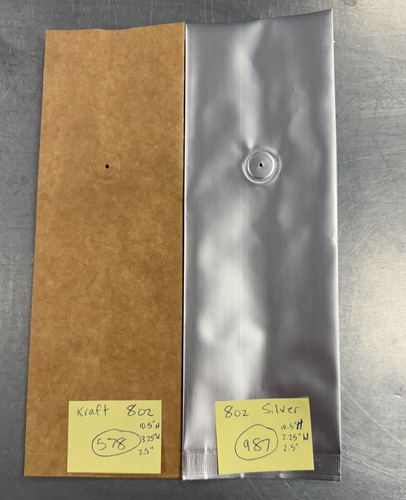 New Foil Coffee Bag - 6-10oz Silver & Brown Foil Side Gusseted Bag W/ Valve 1565 | eBay