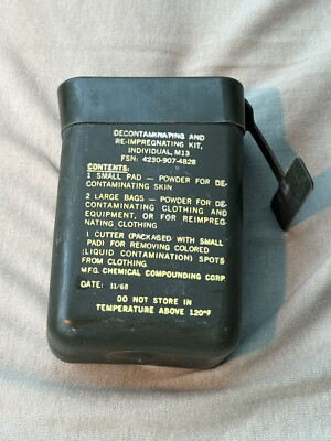 M13 Individual Decontaminating Kit 1960’s 1970’s M17 M17A1 Gas Mask ...