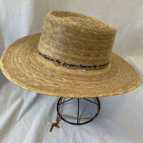 VTG Sahuayo Legitimo Mexico Palm Straw Flat Wide Brim Western Hat L | eBay