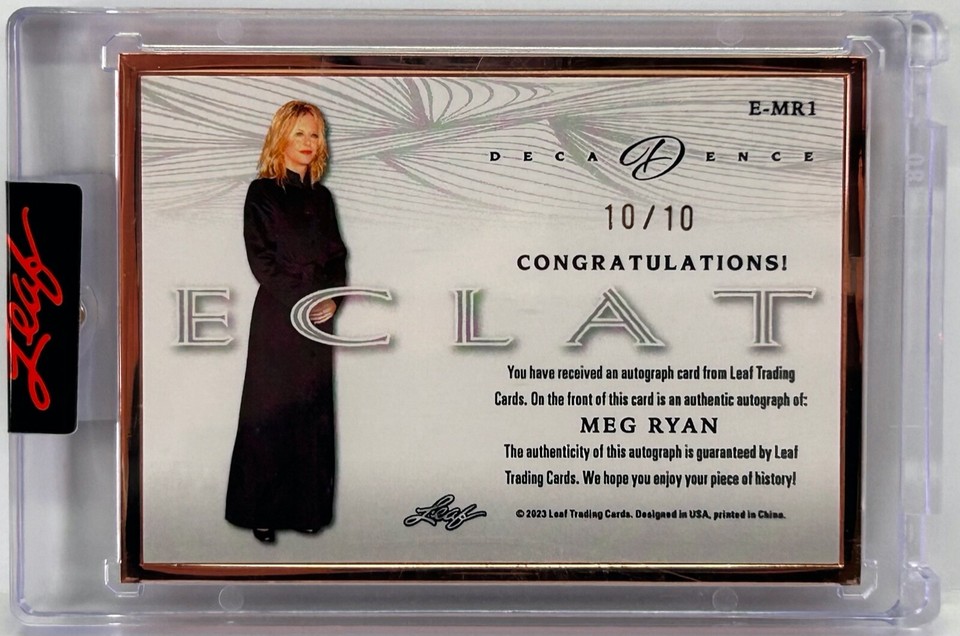 MEG RYAN Signed Autograph Slabbed Encapsulated Card Leaf Eclat #10/10 ...