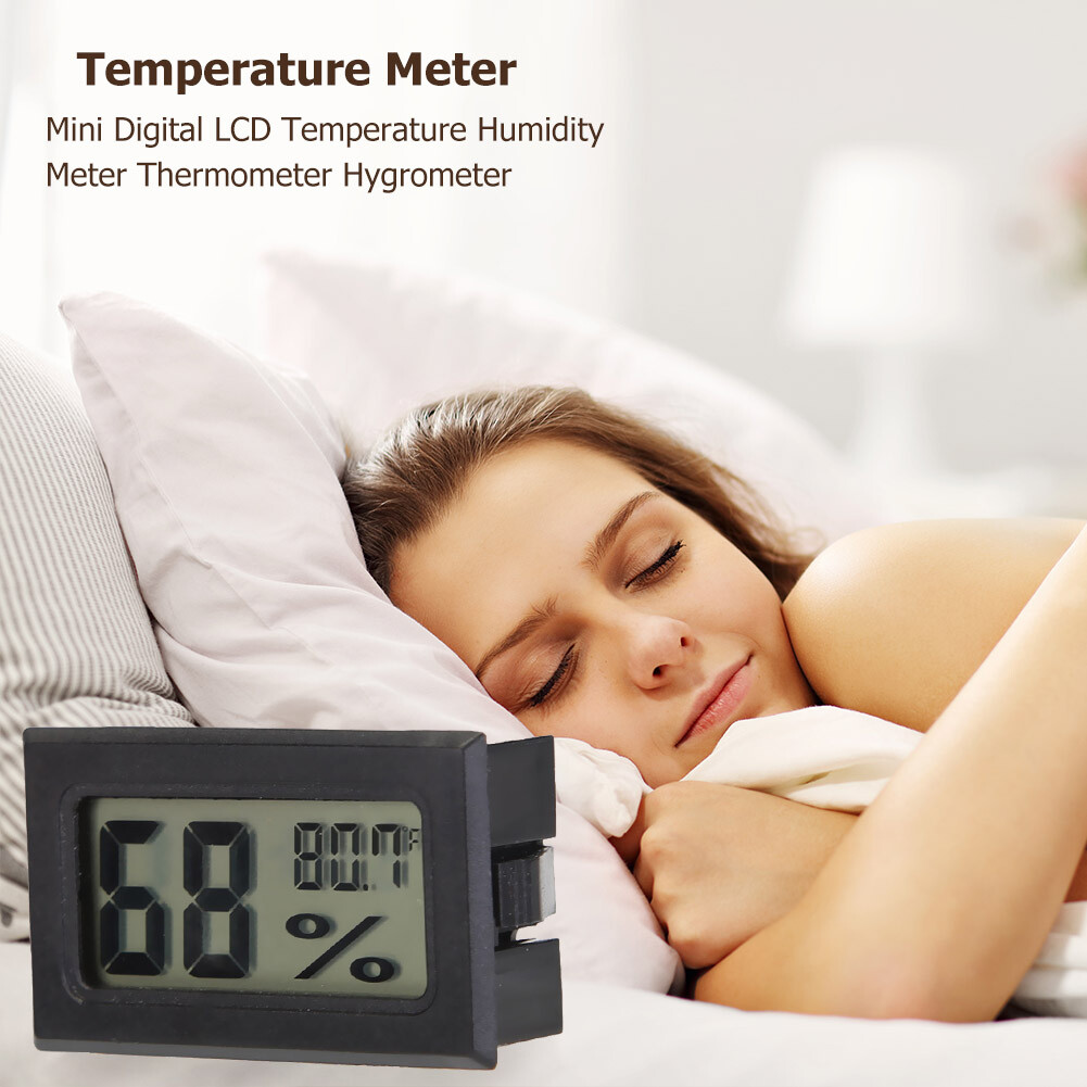 Mini Digital LCD Temperature Humidity Meter Thermometer (Black ...