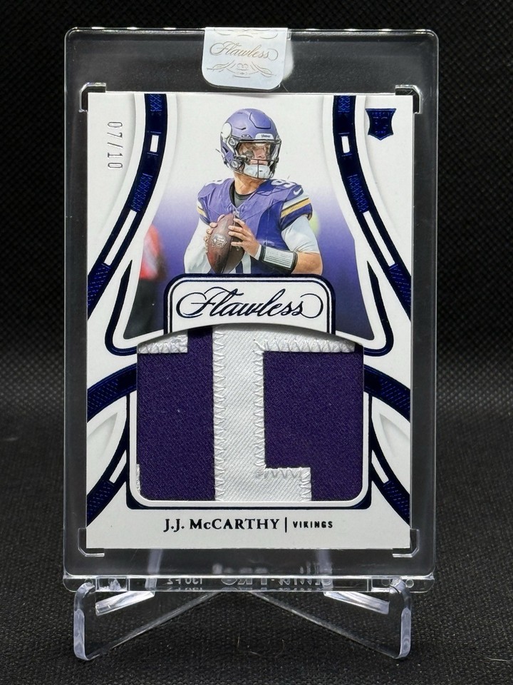 2024 Panini Flawless JJ McCarthy Rookie Patches Sapphire 7/10 RC Letter ...