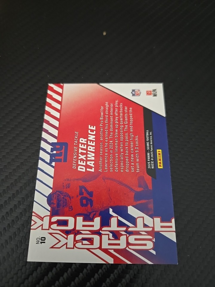 2025 Score - Sack Attack Dexter Lawrence #10 New York Giants | eBay