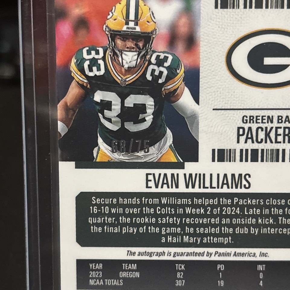 2024 Panini Contenders Optic Evan Williams Rookie Ticket Blue Auto /75 ...