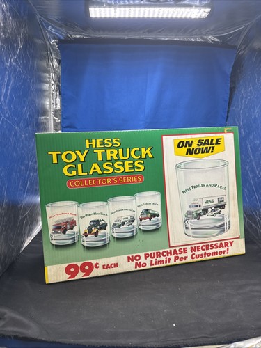HESS OIL COMPANY TOY TRUCK GLASSES COLLECTOR SERIES DANGLER SIGN ...
