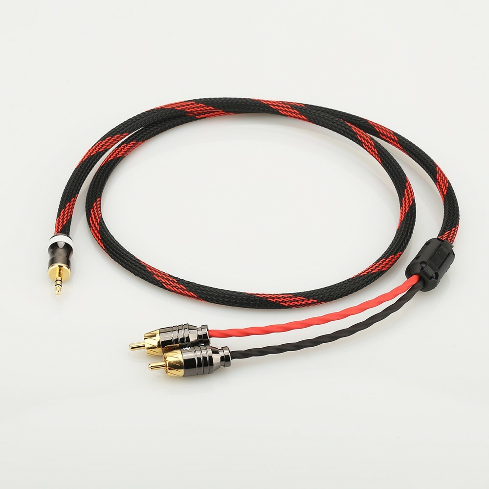 Hi-Fi 3.5mm to 2RCA Audio Cable PC Speaker Amplifier Interconnect ...