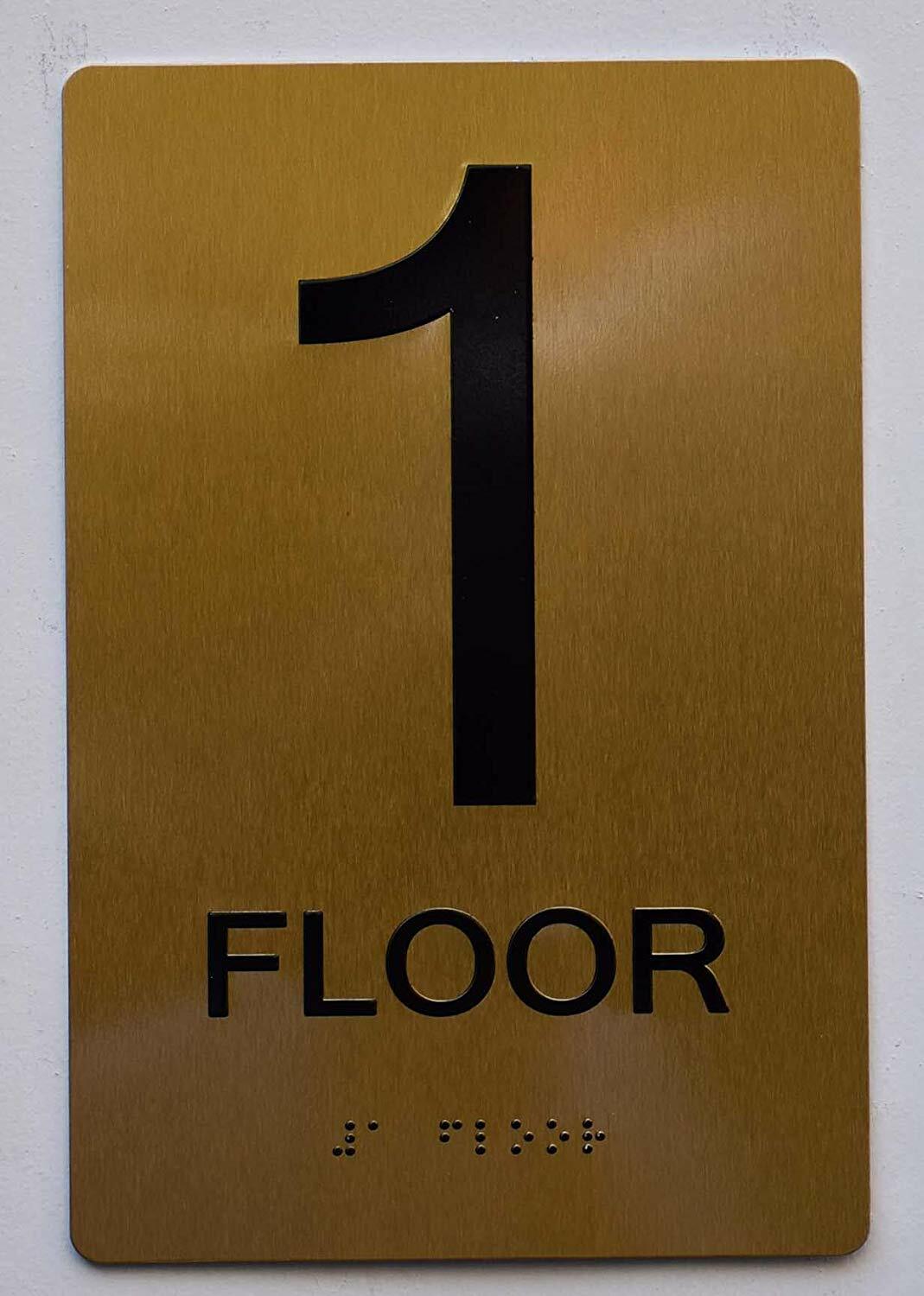 Floor 1 Sign- 1ST Floor Sign- Gold(Aluminium, Gold/Black,Size 6X9 ...