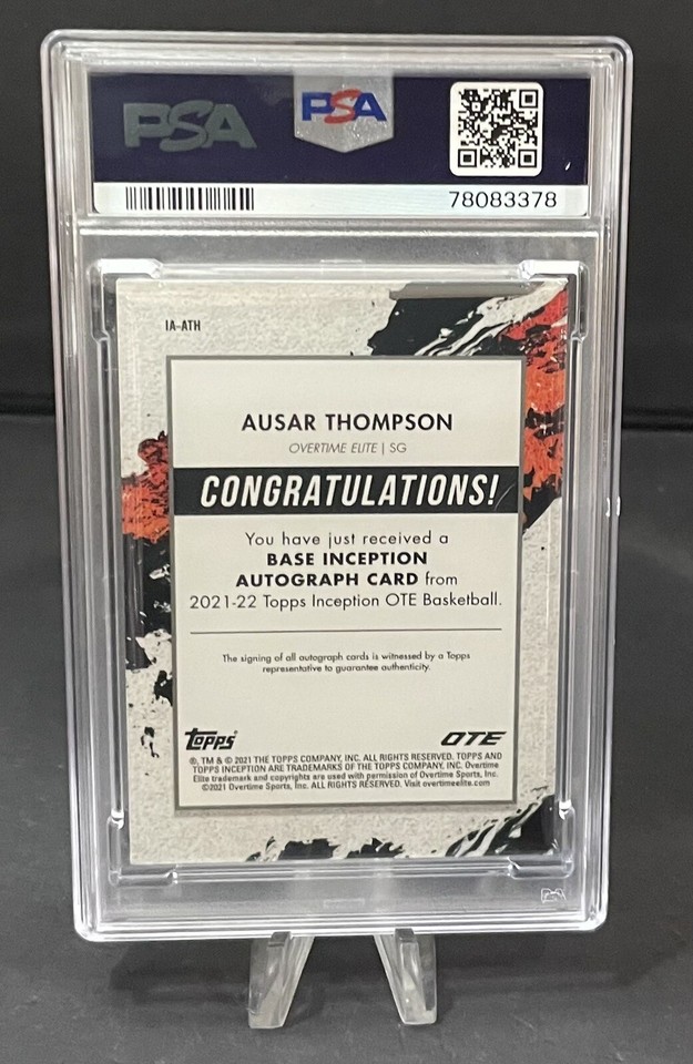 2021 TOPPS INCEPTION OTE OVERTIME ELITE AUSAR THOMPSON RC AUTOGRAPH ...