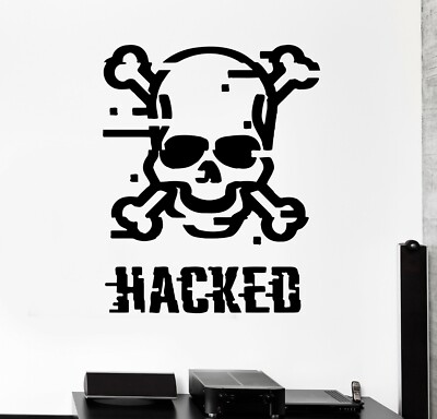 Wall Decal Skeleton Skull Bones Hacker Hacked Word Computer Vinyl ...