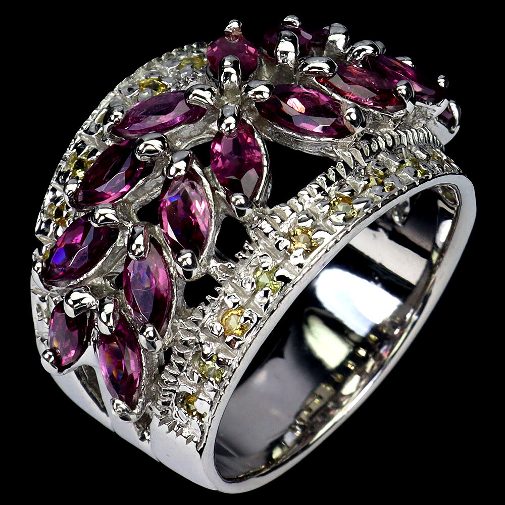 Marquise Rhodolite Garnet Sapphire Gemstone 925 Sterling Silver Jewelry ...
