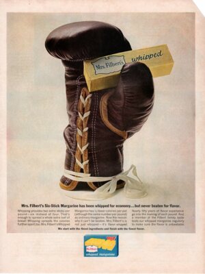 Vintage advertising print FOOD Mrs. Filbert's Corn Oil Margarine boxing ...